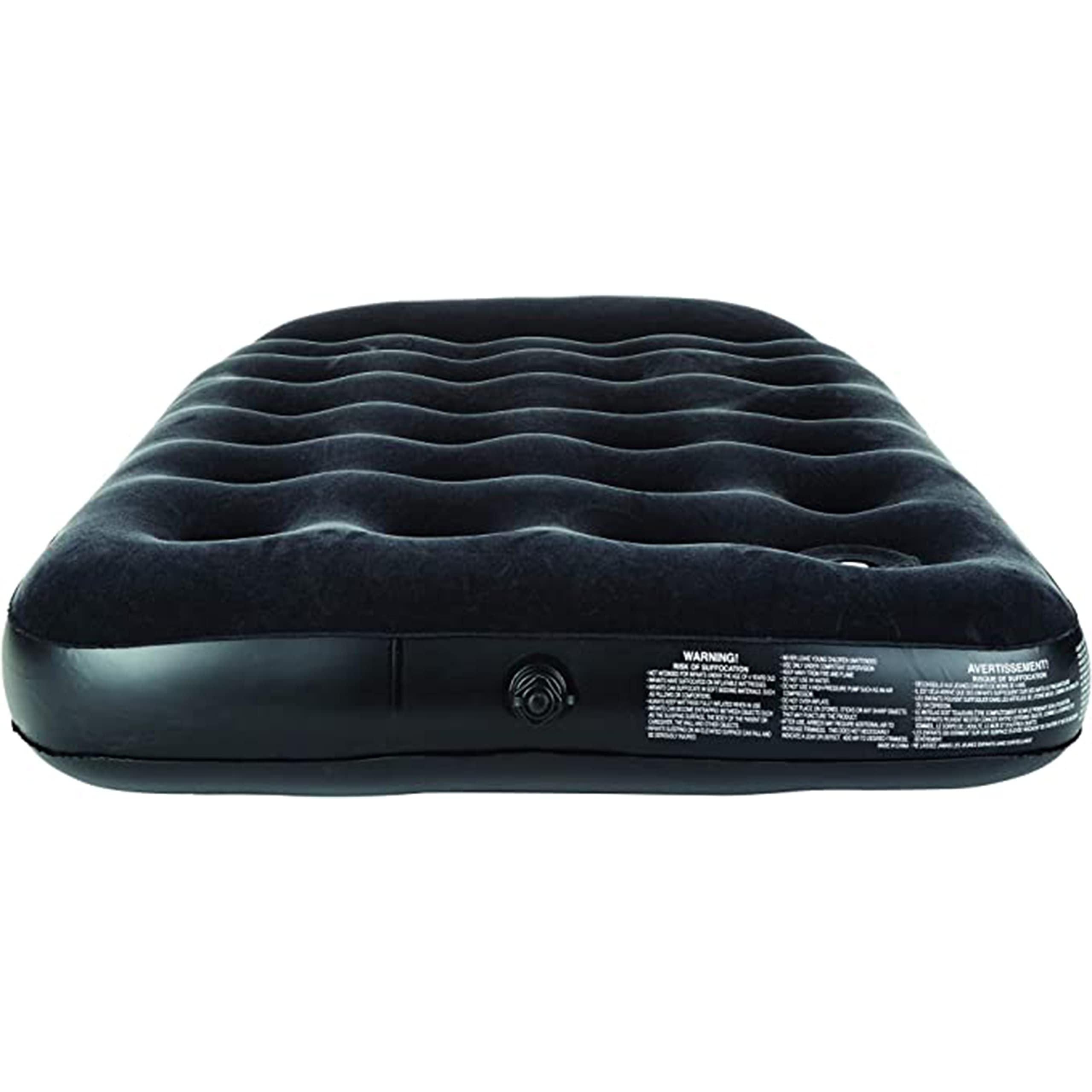 OUTBOUND Portable Lightweight 9" High Single Person Inflatable Camping Mattress Twin Airbed w/Built-in Foot Pump, Coil Beam, Repair Patch, Black