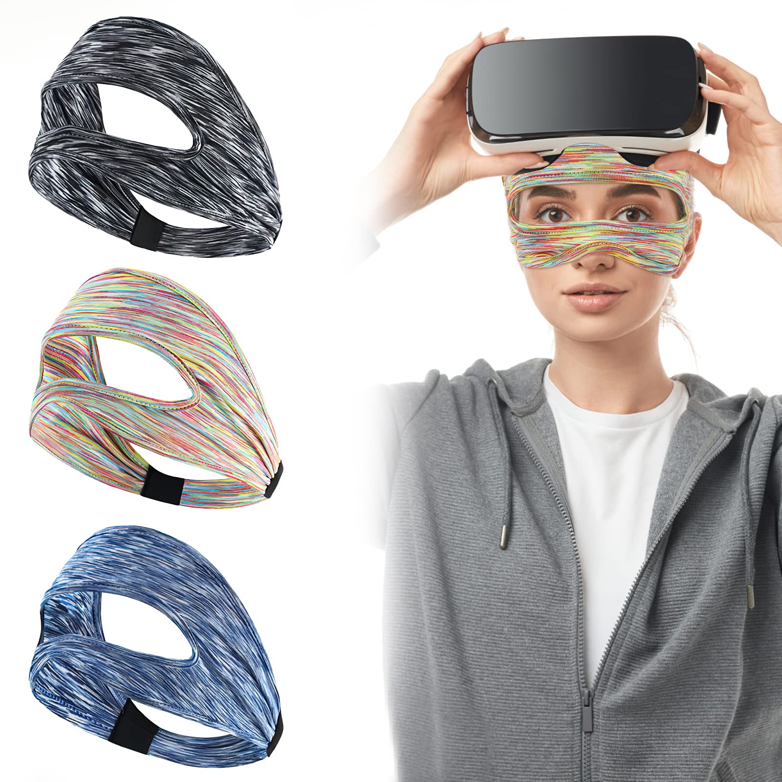 VR Sweat Band for Oculus Quest 2 Sweat Guard BestMal Breathable VR Eye Mask Cover Adjustable VR Sweat Mask VR Face Mask for VR Workouts (3pcs)