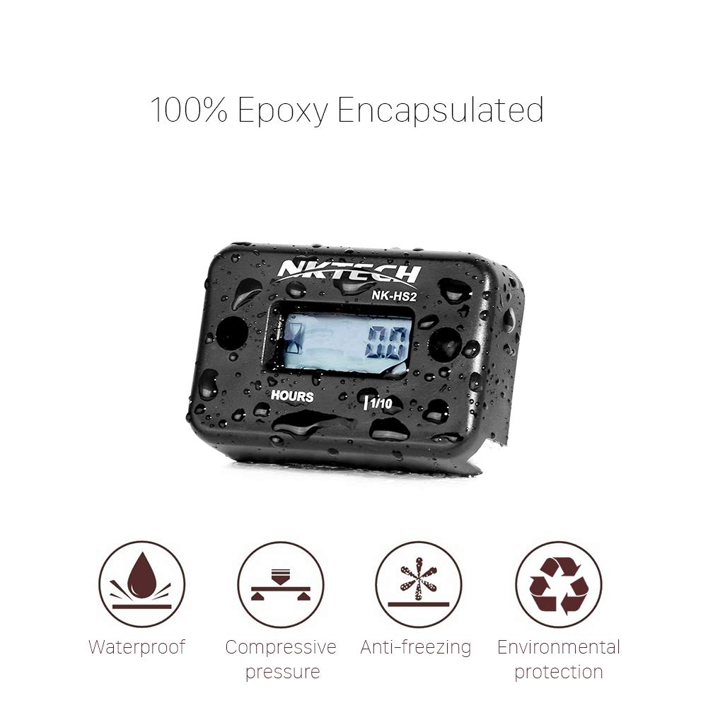 NKTECH NK-HS2 Inductive Hour Meter for Gas Engine Lawn Mover Marine ATV Motorcycle Boat Snowmobile Dirt Bike Outboard Motor Generator IP68 99999HRS Hourmeter (Red)
