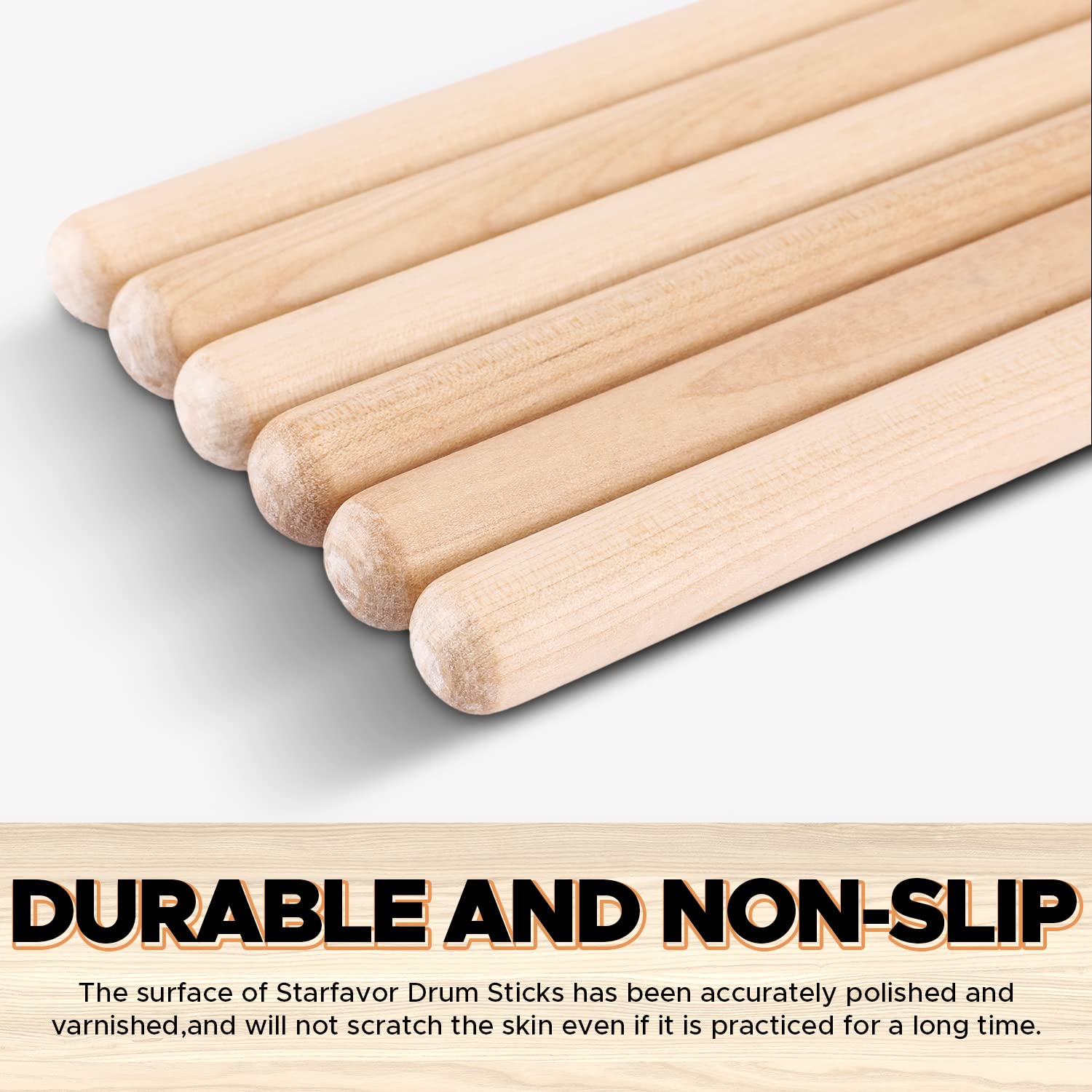 Starfavor Low Volume Cymbal Pack 15 Pairs Drum Sticks Classic America Maple Wood Tear Drop Tip Drumsticks