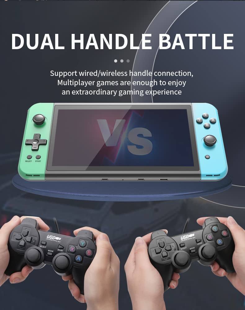 X70 Handheld Game Console, 7.0 inch IPS HD Screen Retro Games Consoles Classic Video Games Console with 32G Memory Cards & 3000 Games, Built-in 3500mAh Rechargeable Battery