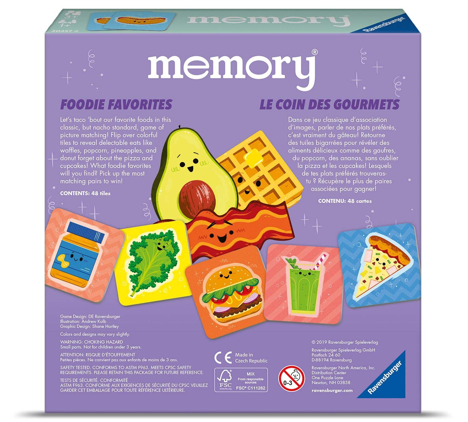 Ravensburger Foodie Favorites Memory Game - Quick & Engaging Matching Game | Enhances Focus & Memory Skills | Fun Food Illustrations | Ideal for Kids and Family Fun