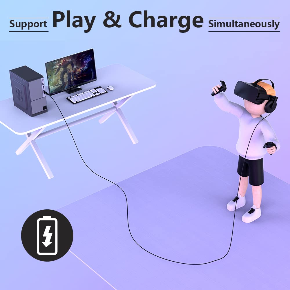 Vimetapro Link Cable 16FT Compatible for Oculus Quest 2/1,USB 3.2 Gen1 5Gbps VR Headset Accessories,High Speed Data Transfer,USB C to USB C Charging Cord for Quest 2 and USB C Port Gaming PC