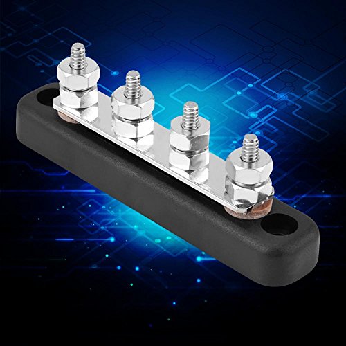 Qiilu busbars 12v Buss Bar Stud Terminal, 4 Studs Bus Bar Electric Terminal Boating Electrical Equipment Wire Terminals Junction Block 100A AC 300V DC 48V
