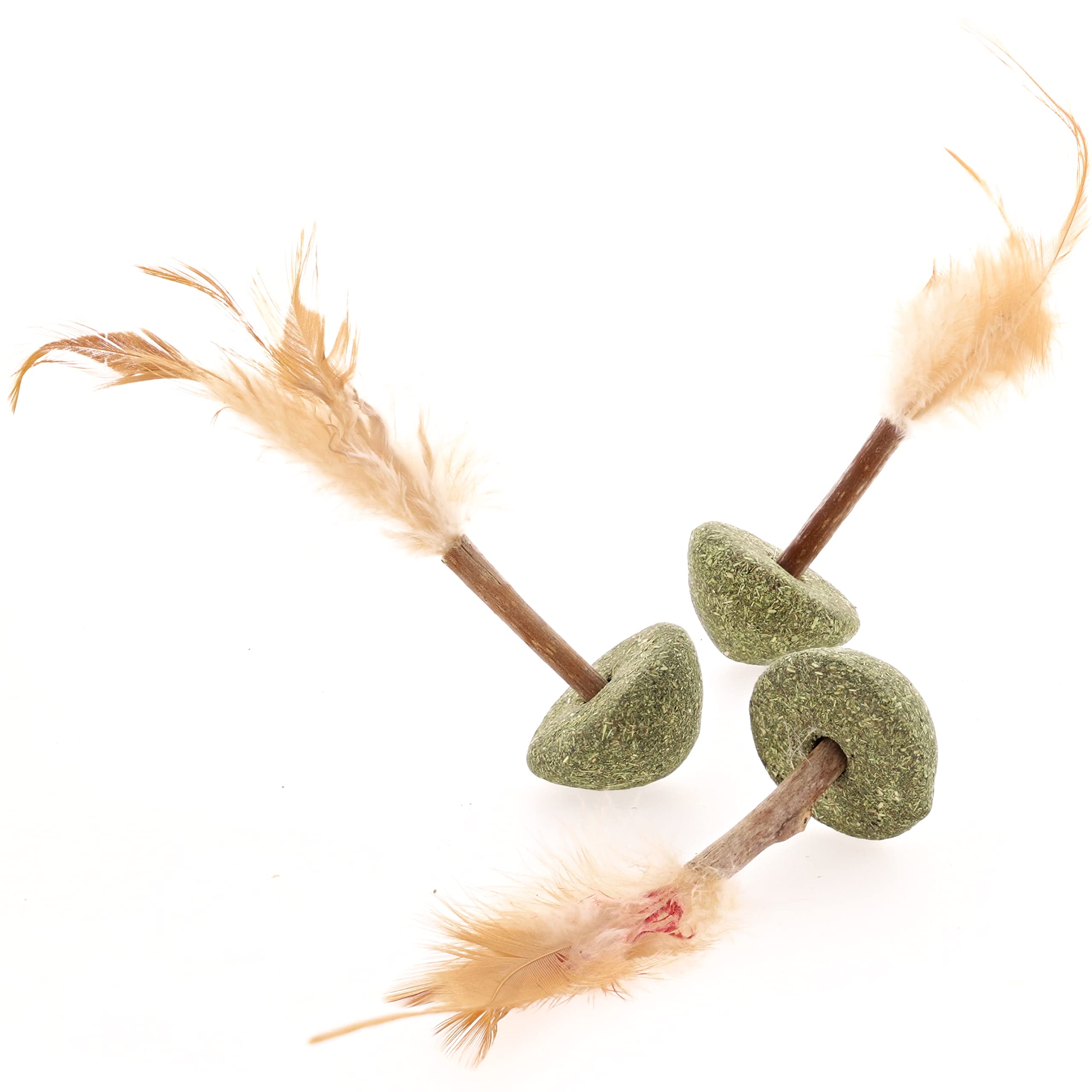Raw Paws Silvervine Lollipop Toys, 3 ct - Cat Feather Toys for Indoor Cats - Interactive Cat Toys with Feathers - Cat Kicker Toy - Catnip Toys for Cats