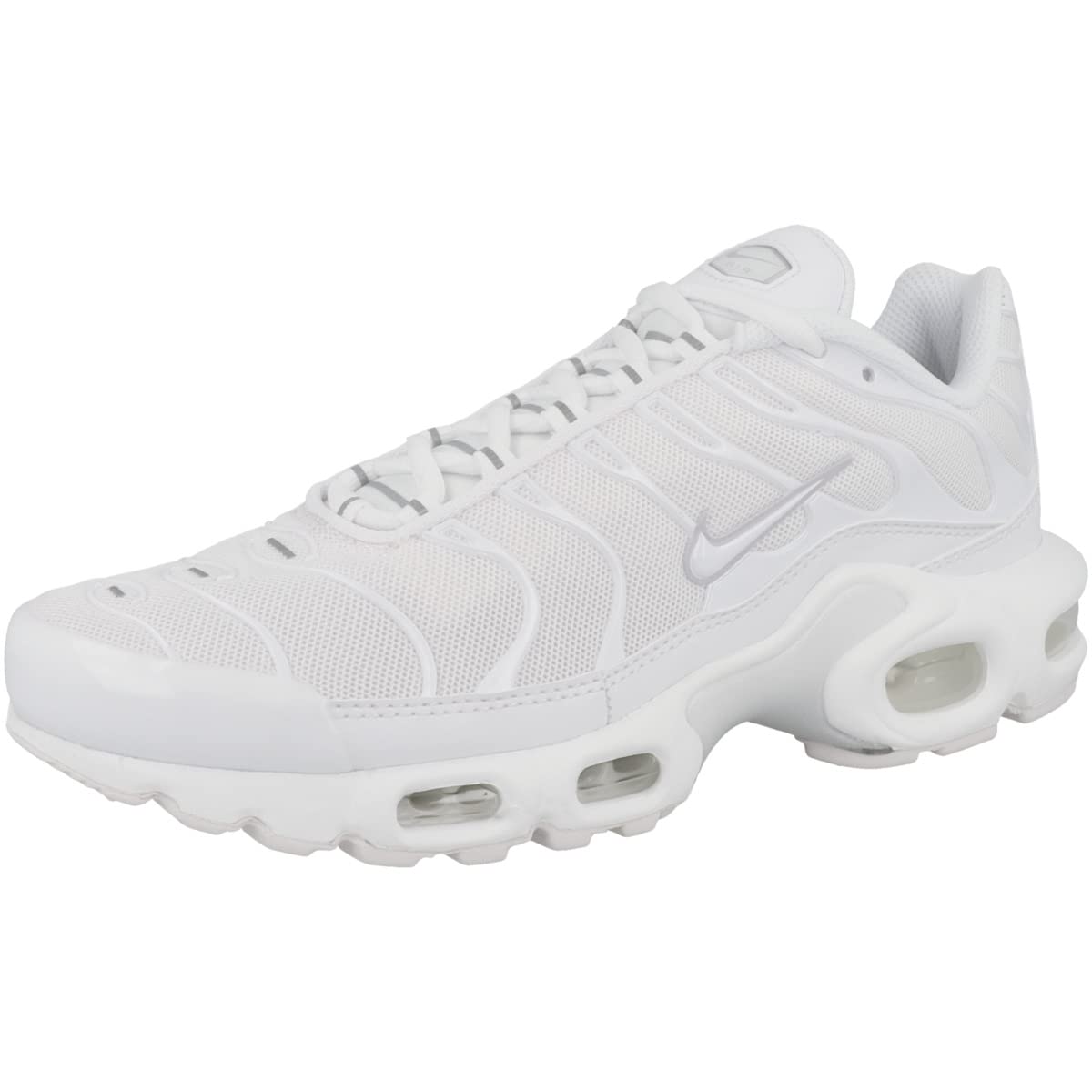 Nike Air Max Plus Womens Running Shoes, White/White-Pure Platinum, 7.5 M US