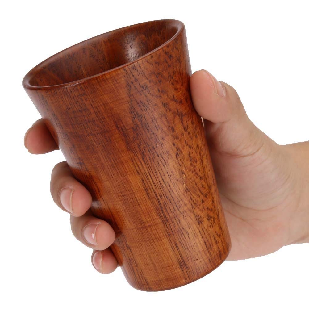 Unbreakable Natural Wooden Tea/Coffee/Beer Cup, Round Wooden Teacups Coffee Mug Wine Mug Decorative Teacup, Smooth Milk Cup