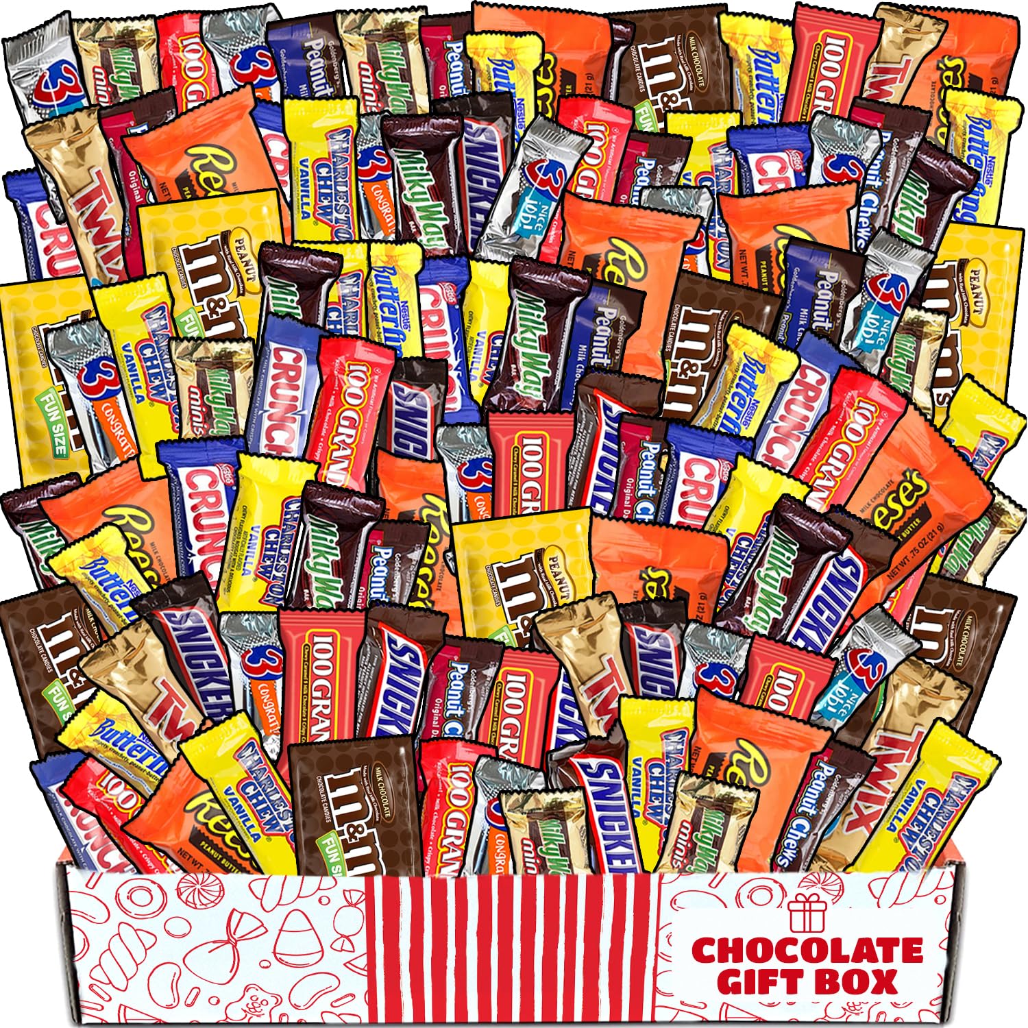 Mother's Day Chocolate Gift Basket - Chocolate Candy Box Variety Pack - Chocolate Care Package - Crave Box - Individually Wrapped Fun Size Candy Bars