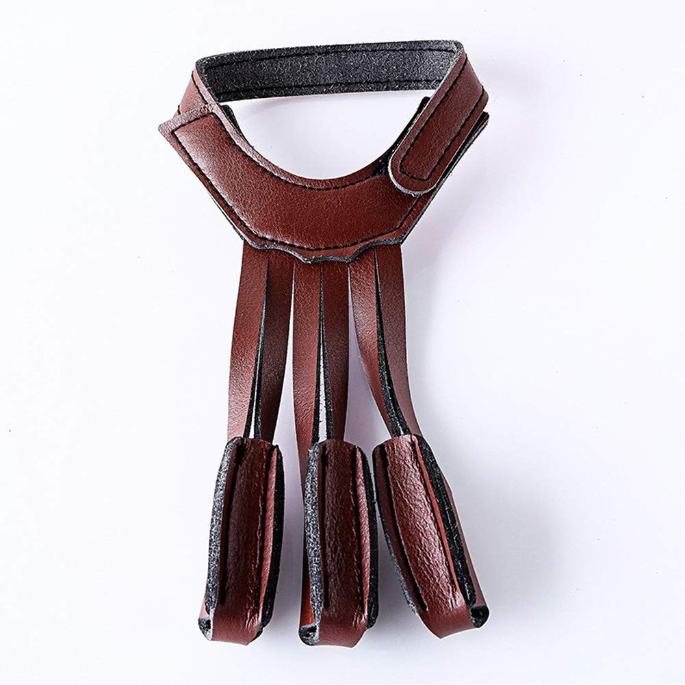 Nachvorn Archery Gloves 3 Finger Handmade Leather Guard Shooting Finger Protector for Compound Bow Brown