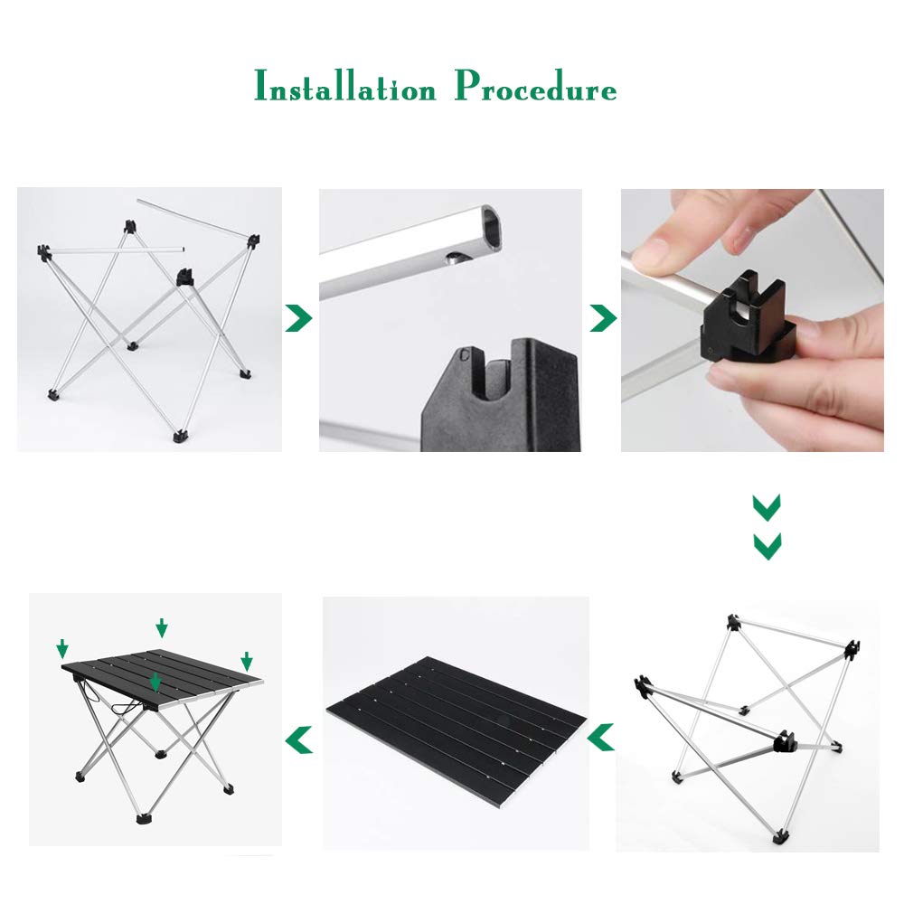 Portable Camping Table,Aluminum Folding Table Ultralight Camp Table with Carry Bag Collapsible Table Top for Picnic,Cooking,Camping,Beach,Festival (Mediuml(22'' x 6'' x 2.5''))