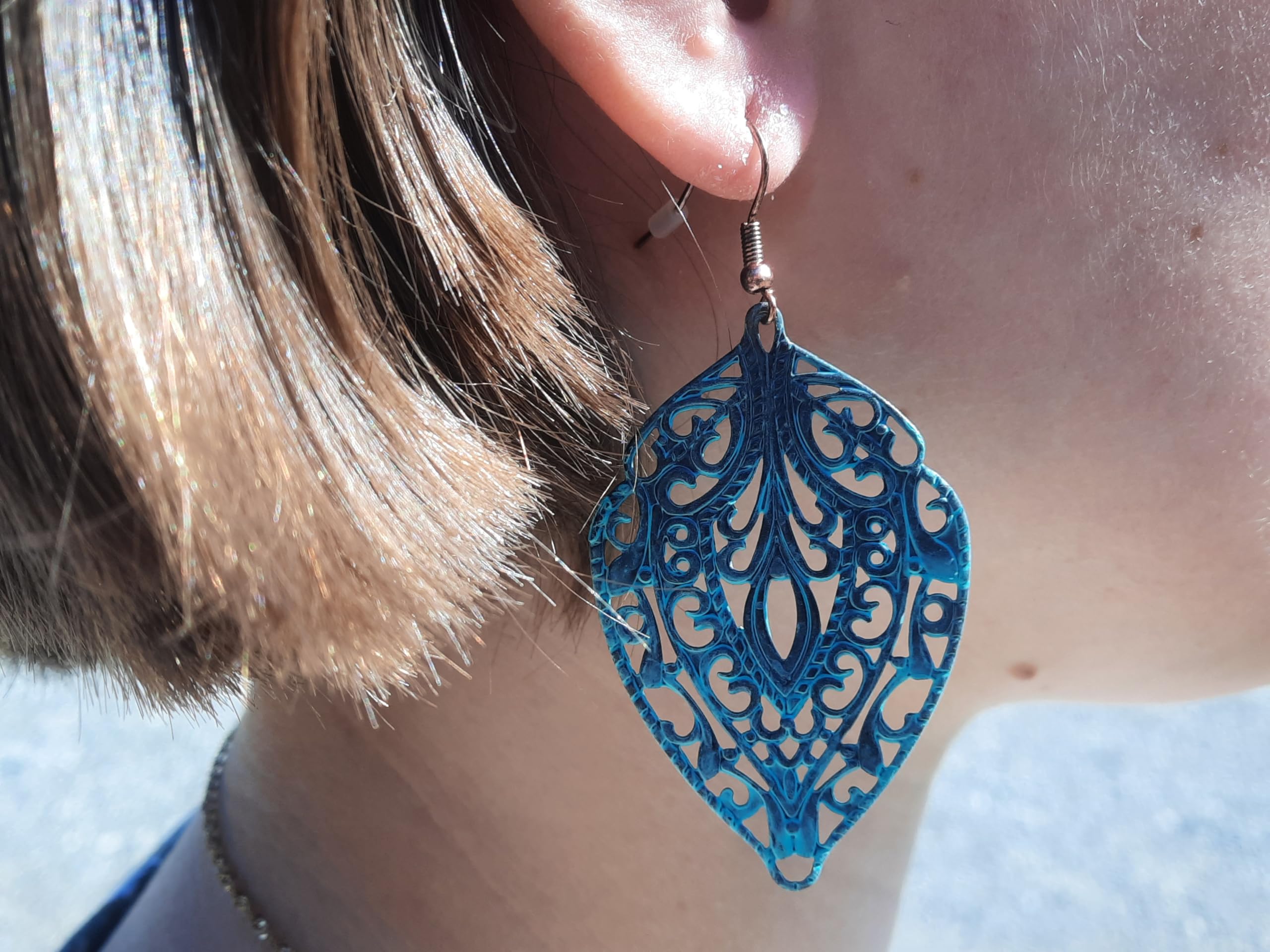 Patina Copper-Tone Metal Filigree Dangle Earrings