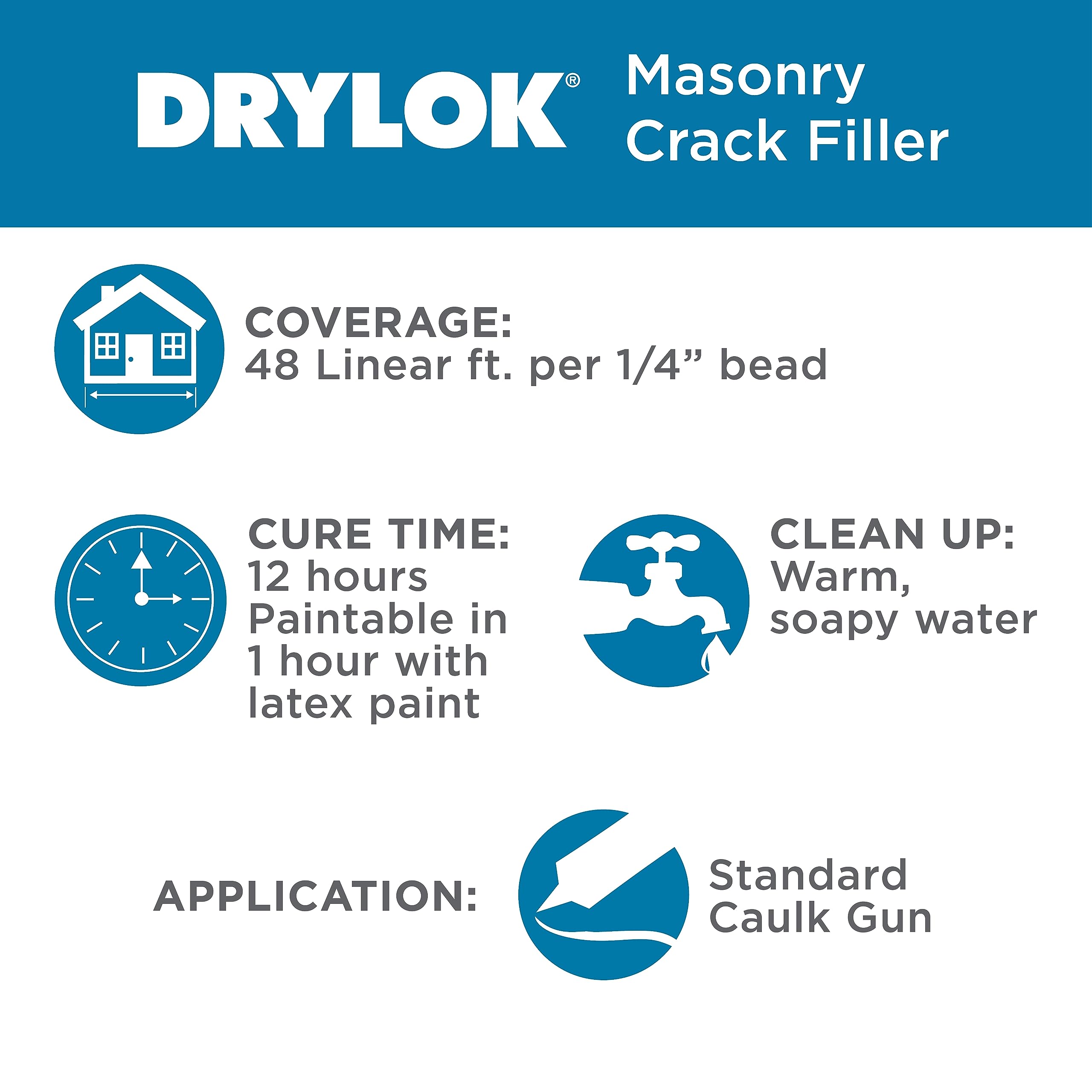 UGL - Drylok - Gray - Masonry Crack Filler Silicone Caulk - Seals and Waterproofs Cracks - Concrete & Masonry Adhesion - Indoor - Outdoor Latex Base - Sandy Texture, Paintable 10.5 fl. oz