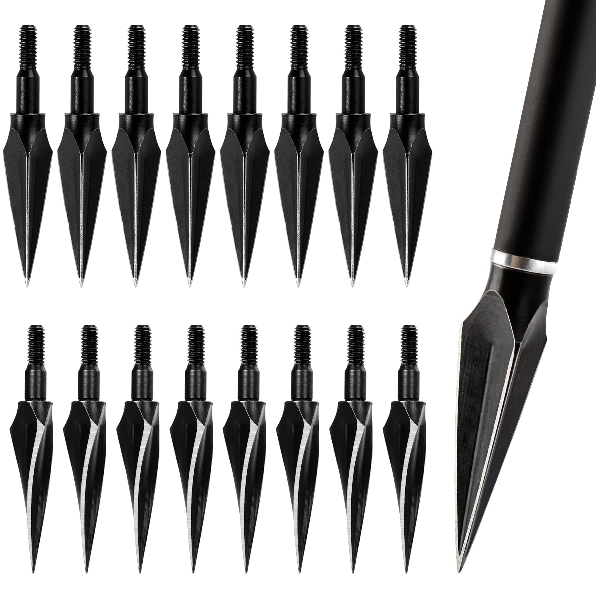 The7boX 125 Grain 16Pcs Broadheads Hunting Arrow Heads Archery Metal Tips for Crossbow Recurve Bow Compound Bow