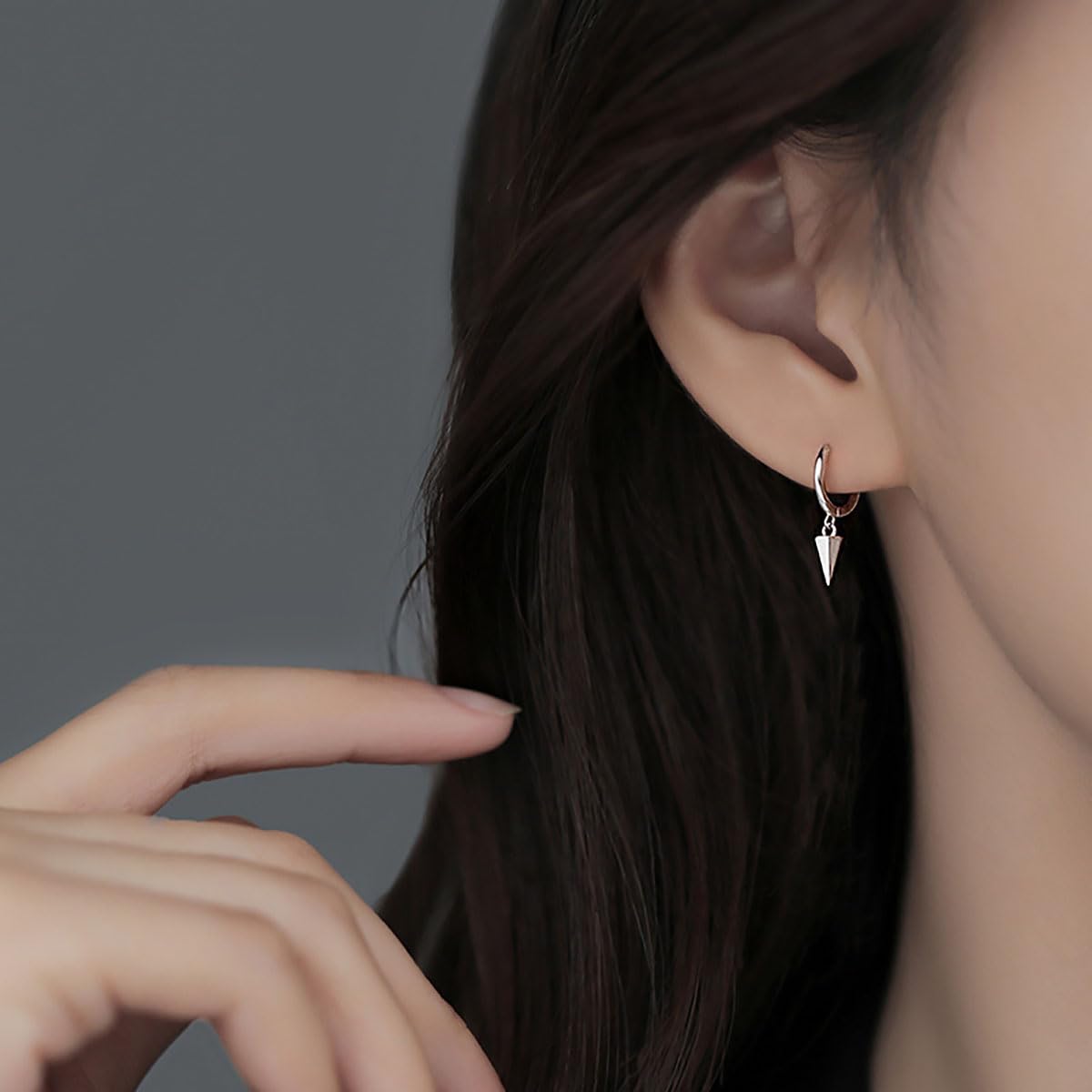 SLUYNZ 925 Sterling Silver Spike Hoop Earrings for Women Teen Girls Geometric Huggie Earrings Dangle (A-silver)