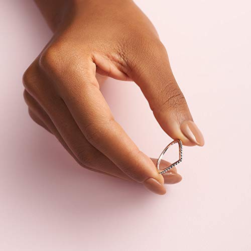 Pandora Beaded Wishbone Ring - Simple & Elegant Ring for Women - Layering or Stackable Ring - Gift for Her - Sterling Silver - Size 8.5