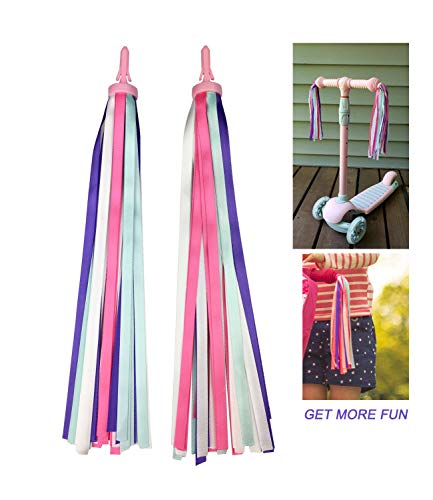 PLATT Kid's Bicycle Handlebar Streamers Colorful Ribbons Tassel for Girls Boys Bicycle Handlebar Scooter Handgrip (Purple 1Pair)