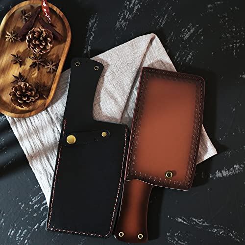 XYJ Chef Knife Sleeves PU Leather Knife Cover With Carry Belt Loop Black Brown Kitchen Knives Edge Guards Protector Tools 2-pieces(Knives Not Included)