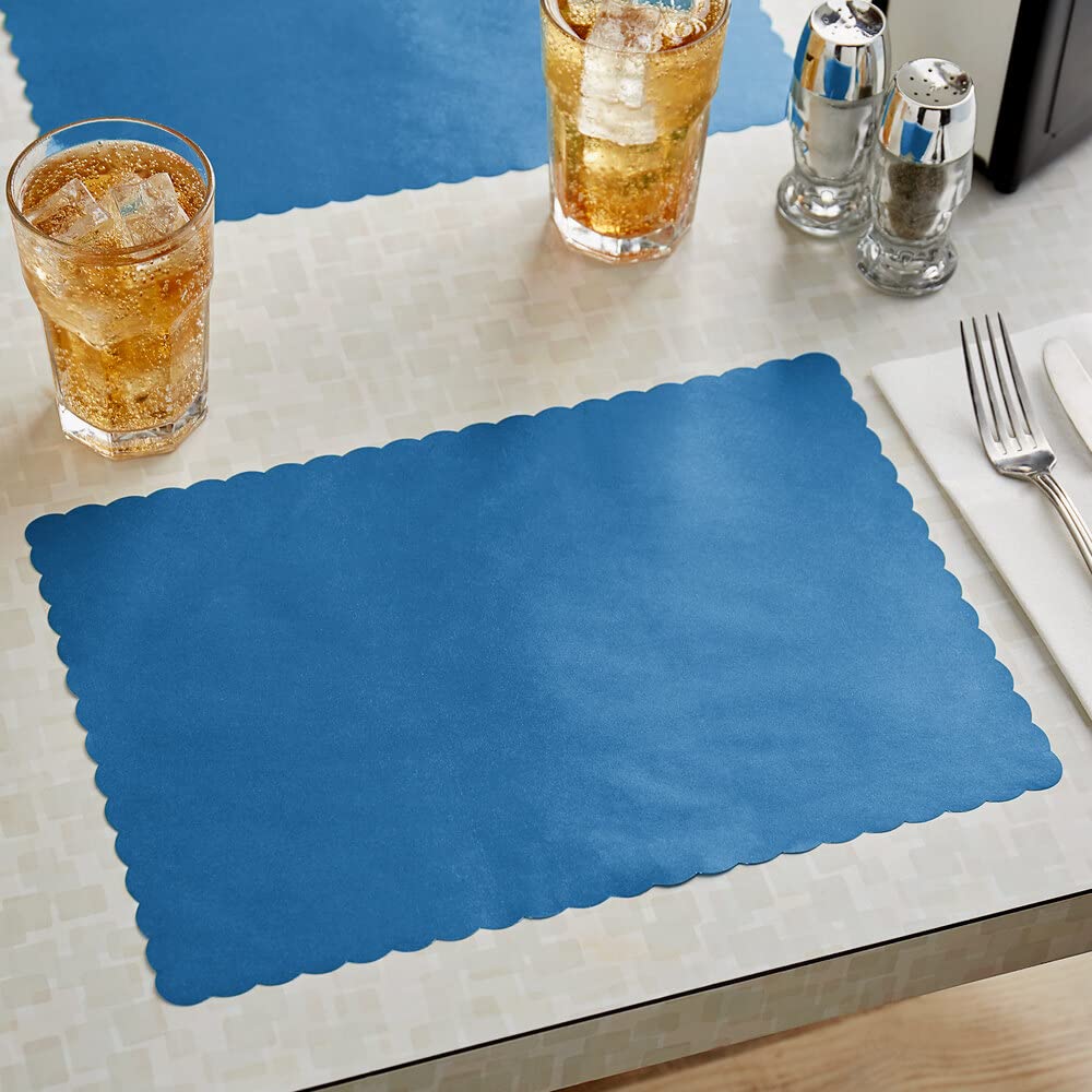 Scarsdale Supplies 10 x 14 Paper Placemats with Scalloped Edges | Disposable Converting Dining Table | Decorative, Personalized, Creative, Plain, Stylish (Navy Blue 50)