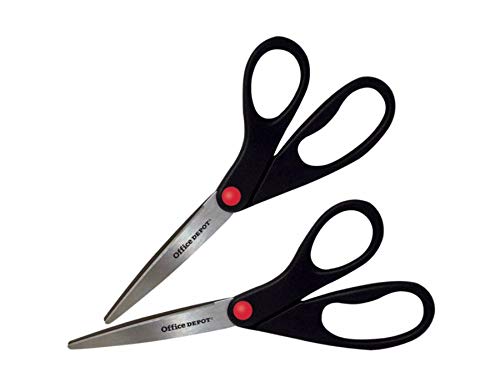 Office Depot® Brand Scissors, 8", Straight, Black, Pack of 2