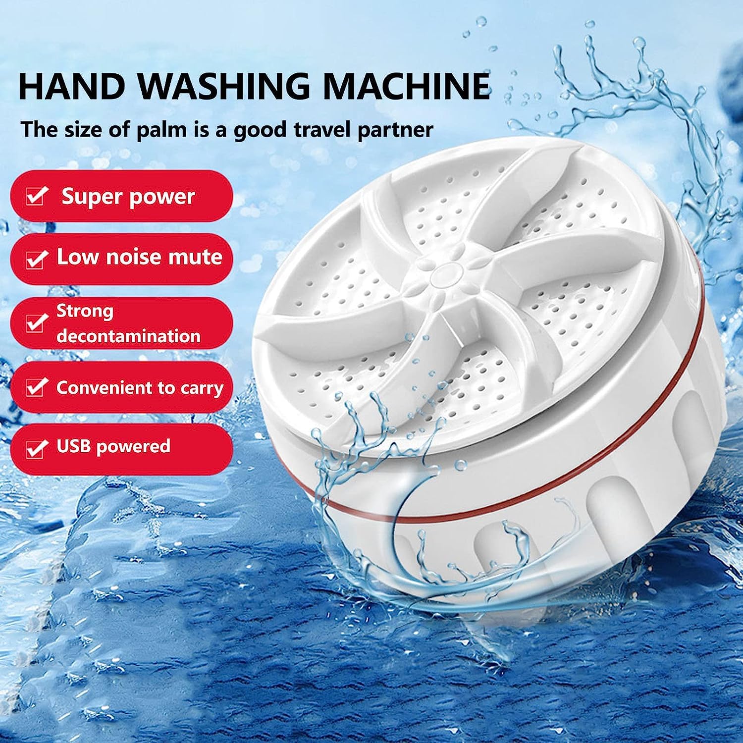 Newest Version of Washing Machine - Powerful Washing Machine with Suction Cups - USB Powered Washing Machine and Dishwasher for Home, Travel, Apartments and College Classrooms
