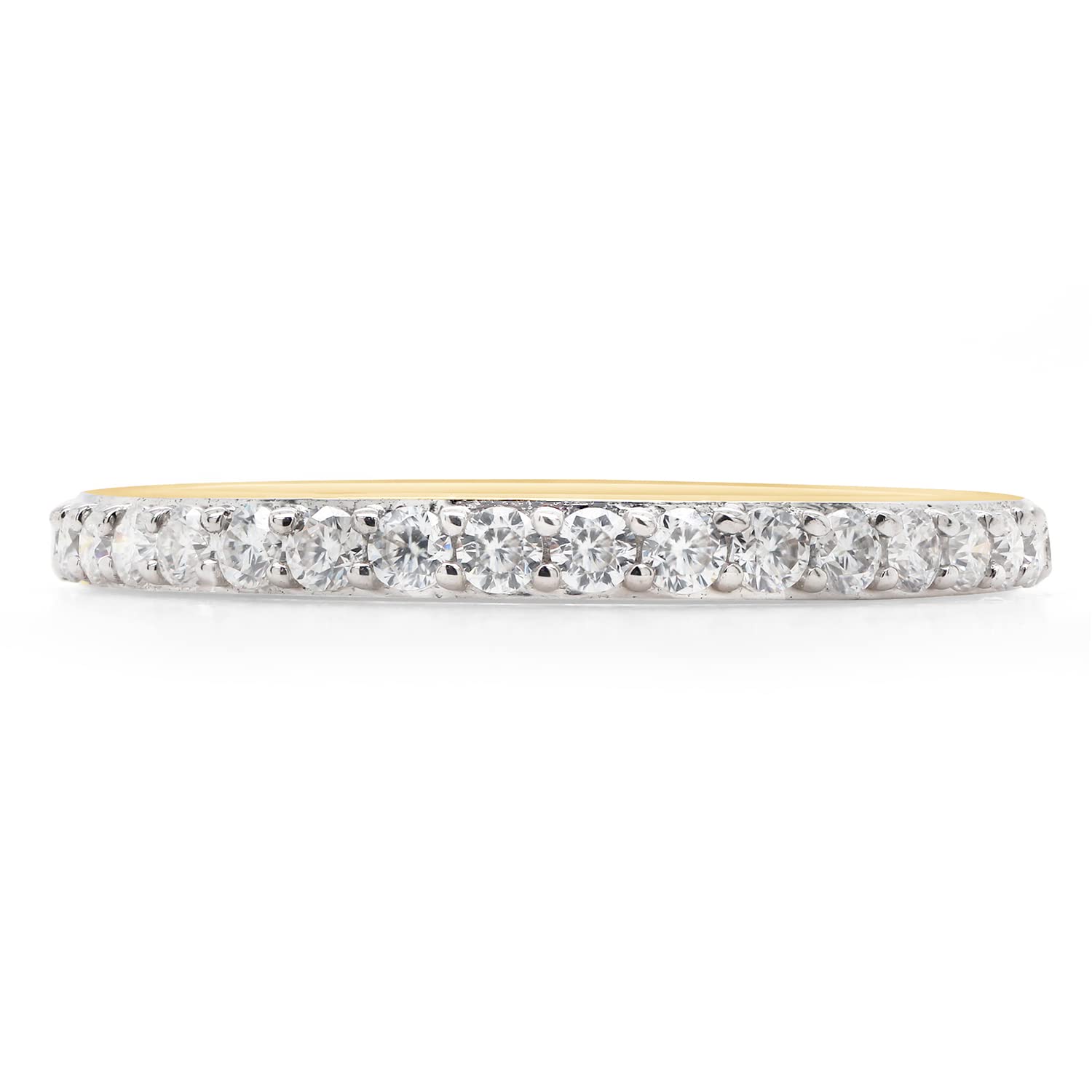SAVEARTH DIAMONDS 0.40 ct. t.w Round Cut Lab Created Moissanite Diamond Eternity Wedding Band Bridal Ring For Women In 10K Solid Yellow Gold (VVS1 Clarity, 0.40 Cttw)-8
