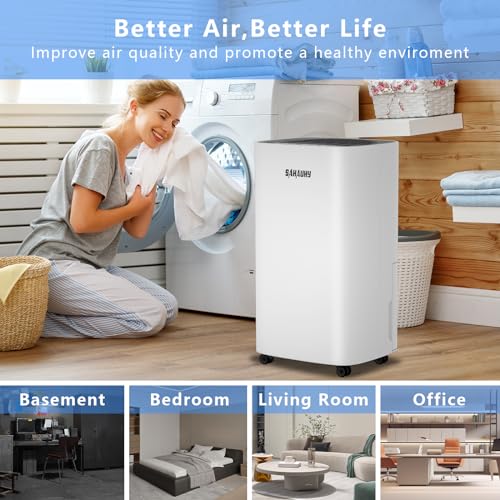 SAHAUHY 30 Pints Dehumidifier with Drain Hose for Basements Home and Large Spaces up to1,500 Sq Ft