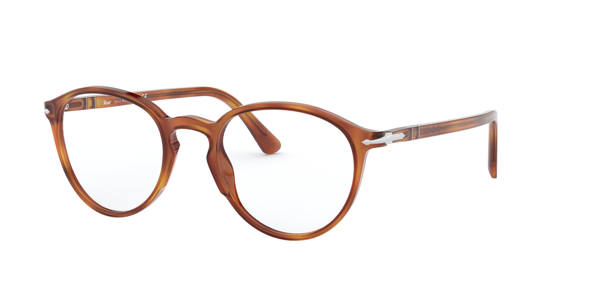 Persol PO3218V Round Prescription Eyewear Frames, Terra Di Siena/Demo Lens, 51 mm