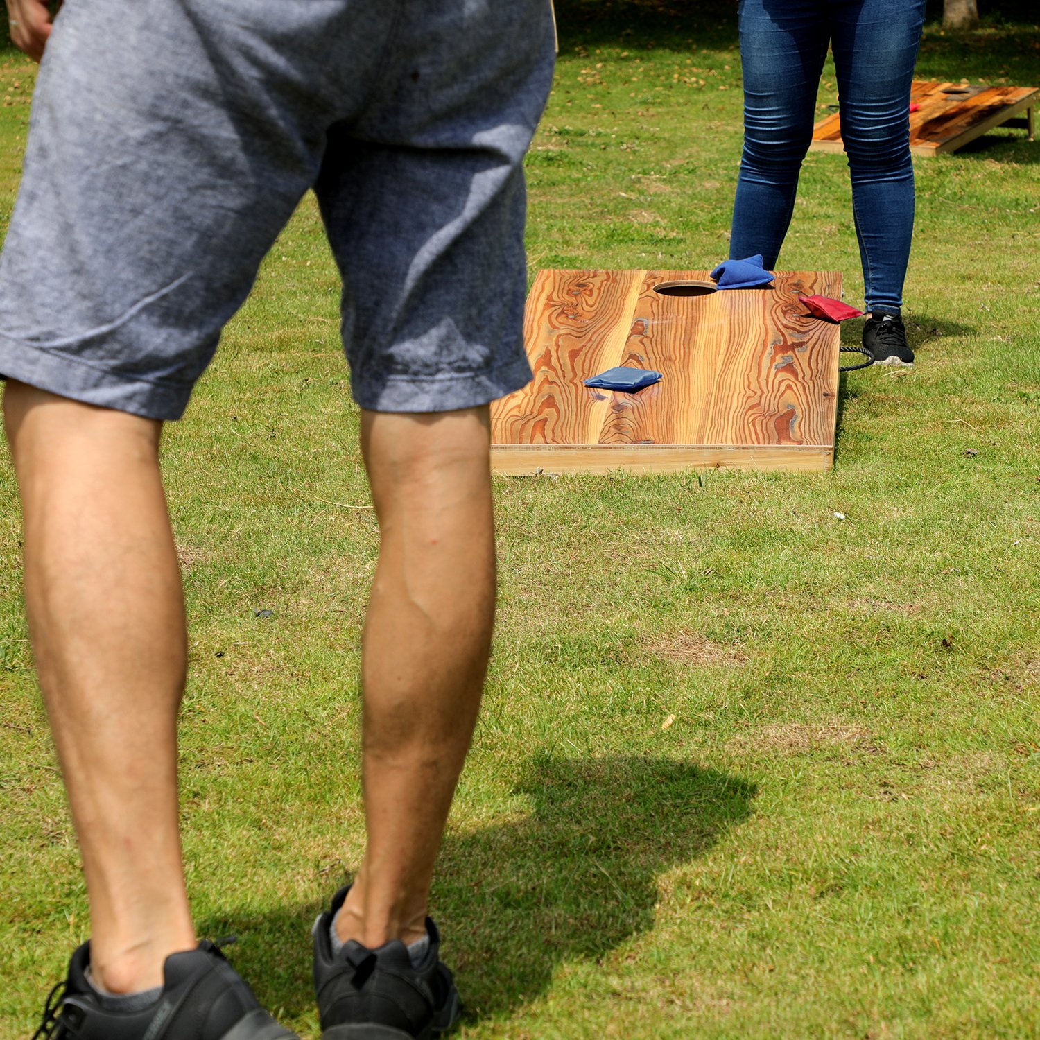 OOFIT Solid Wood Premium 2'x 4' Regulation Size Cornhole Game Set with Stylish, Durable Printed Surface and Underneath, Weather Proof Regulation Cornhole Bean Bag Toss Game