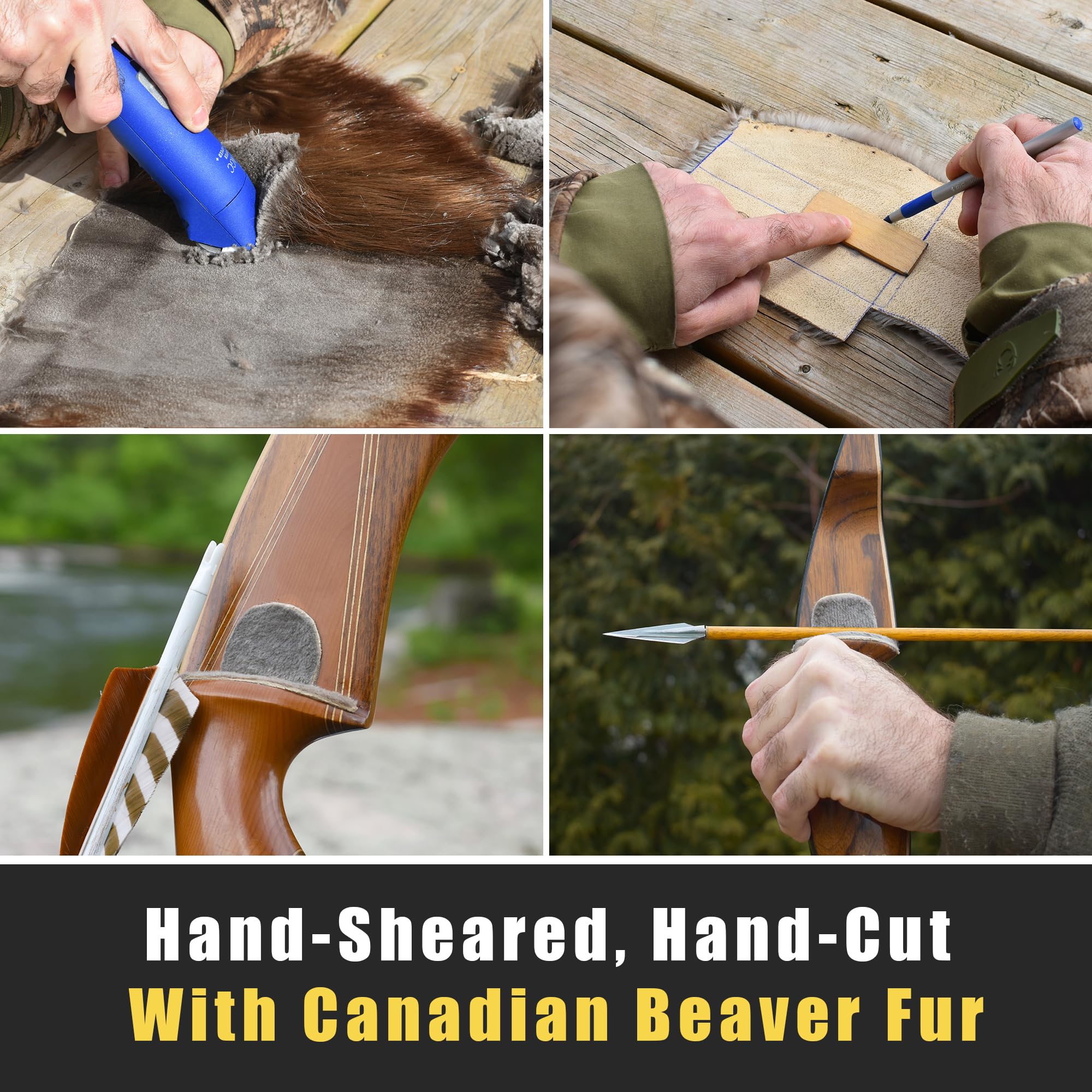Standing Wolf Arrow Rest for Recurve Bow | Stick On Arrow Rest | Bow Arrow Rest | Archery Rest (Beaver Fur)