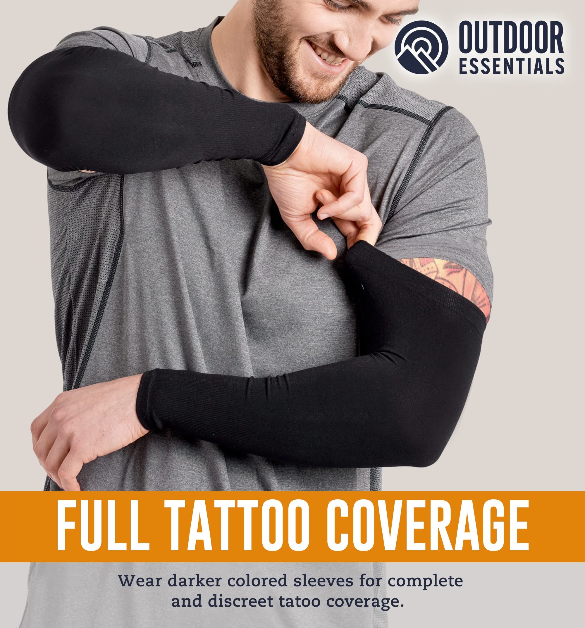 OutdoorEssentials UV Sun Protection Arm Sleeves - Compression Arm Sleeve, UV Arm Sleeves for Men,Women - Sports Cooling Sleeves, Baseball, Golf