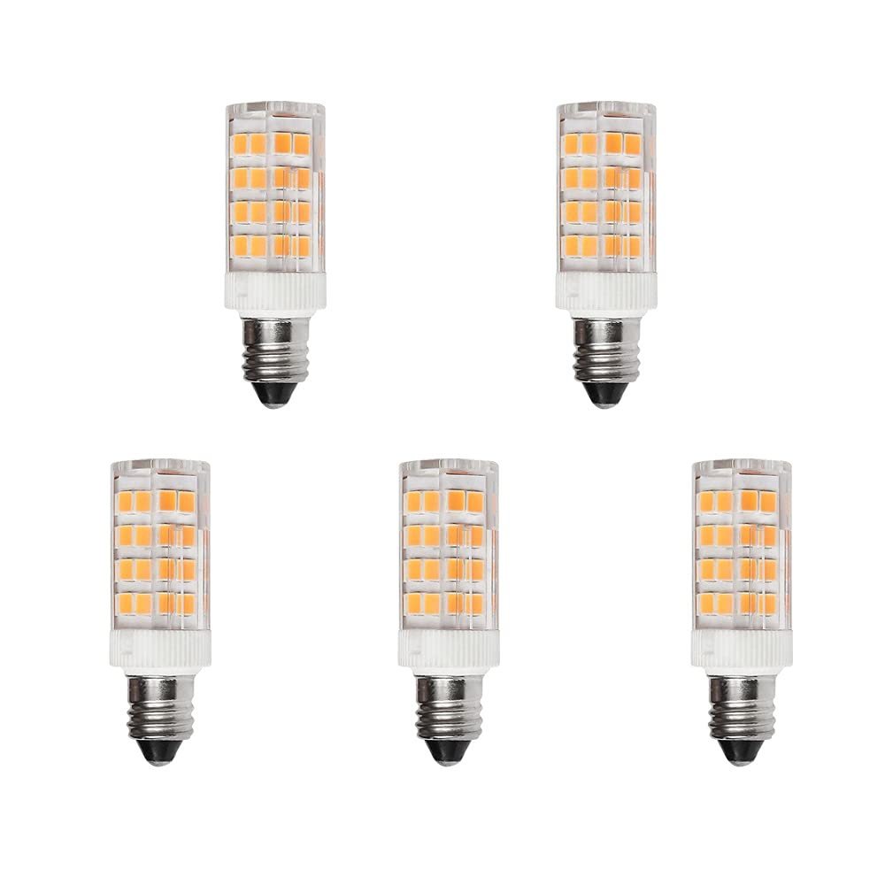 T3/T4 E11 LED Bulbs, e11 Mini Candle Holder Bulb, JD E11 Bulb 4W 360LM,Warm White 3000K, AC110-130V,Ceiling Fan Light (Pack of 5)