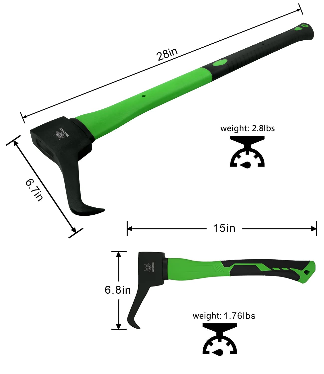 WICING Hookaroon, Pickaroon Logging Tool Forged Steel, with Anti-Slip & Shock Reduction Grip, for Log Lifting and Moving Wood Firewood Tool