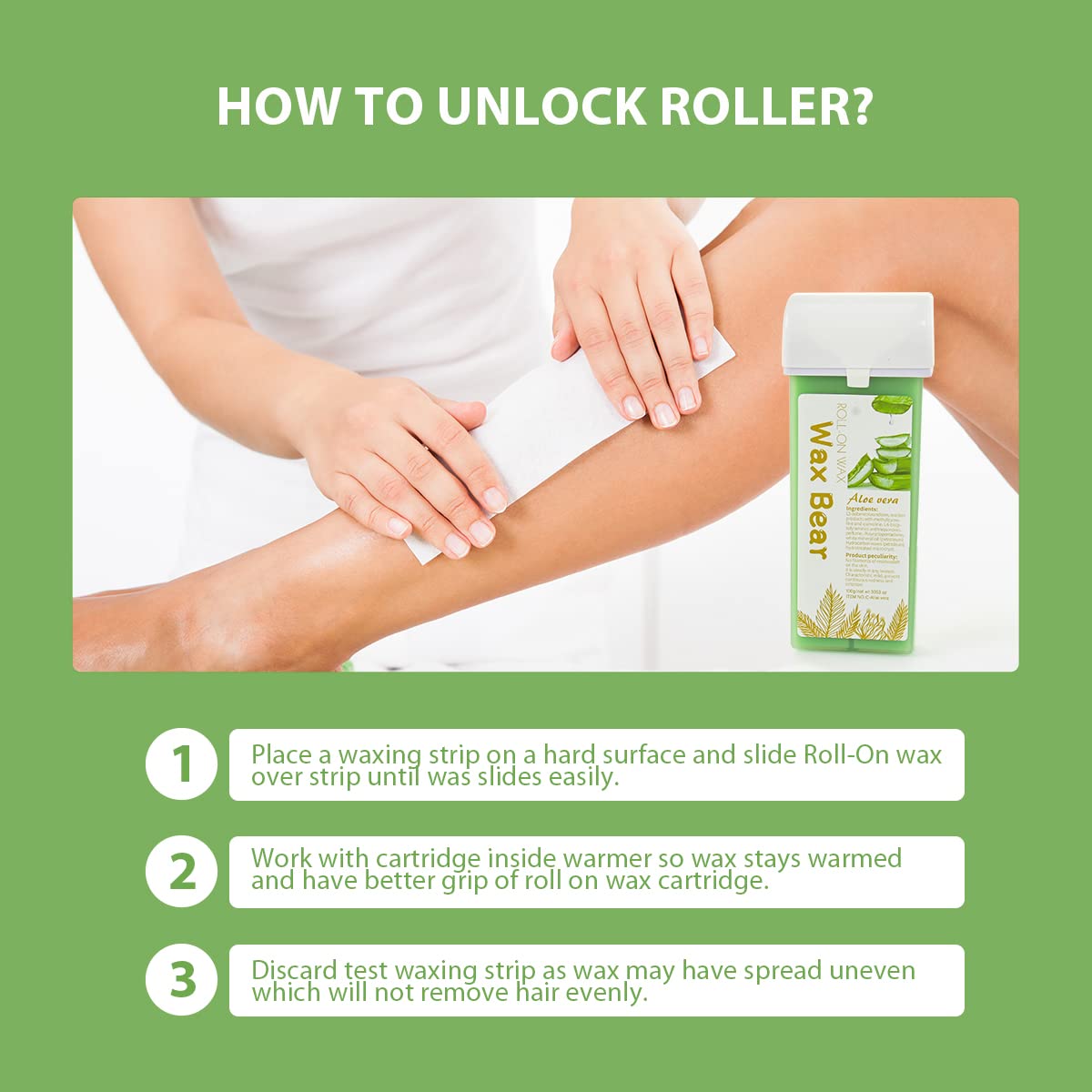 WAX BEAR Wax Roller Kit for Hair Removal,Roll On Wax Warmer Kit,Protable Wax Cartridge Warmer Soft Wax Kit Roller Waxing Kit for Men and Women