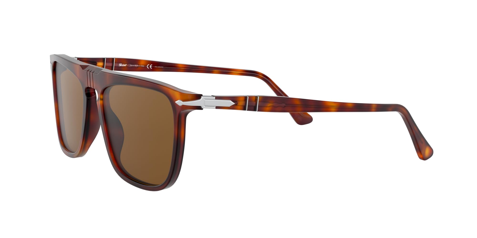 Persol PO3225S Rectangular Sunglasses, Havana/Brown Polarized, 56 mm