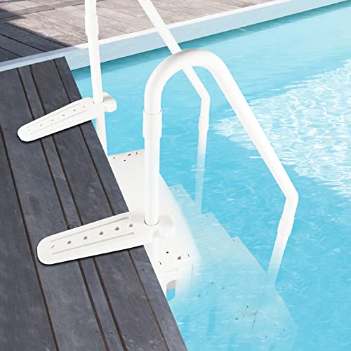 VINGLI Pool Ladder Heavy-Duty 4 Safety Step for Above Ground Pools Stair Entry System with Handrails, 33.5β x 27.2" x 77.9", 400lb, White