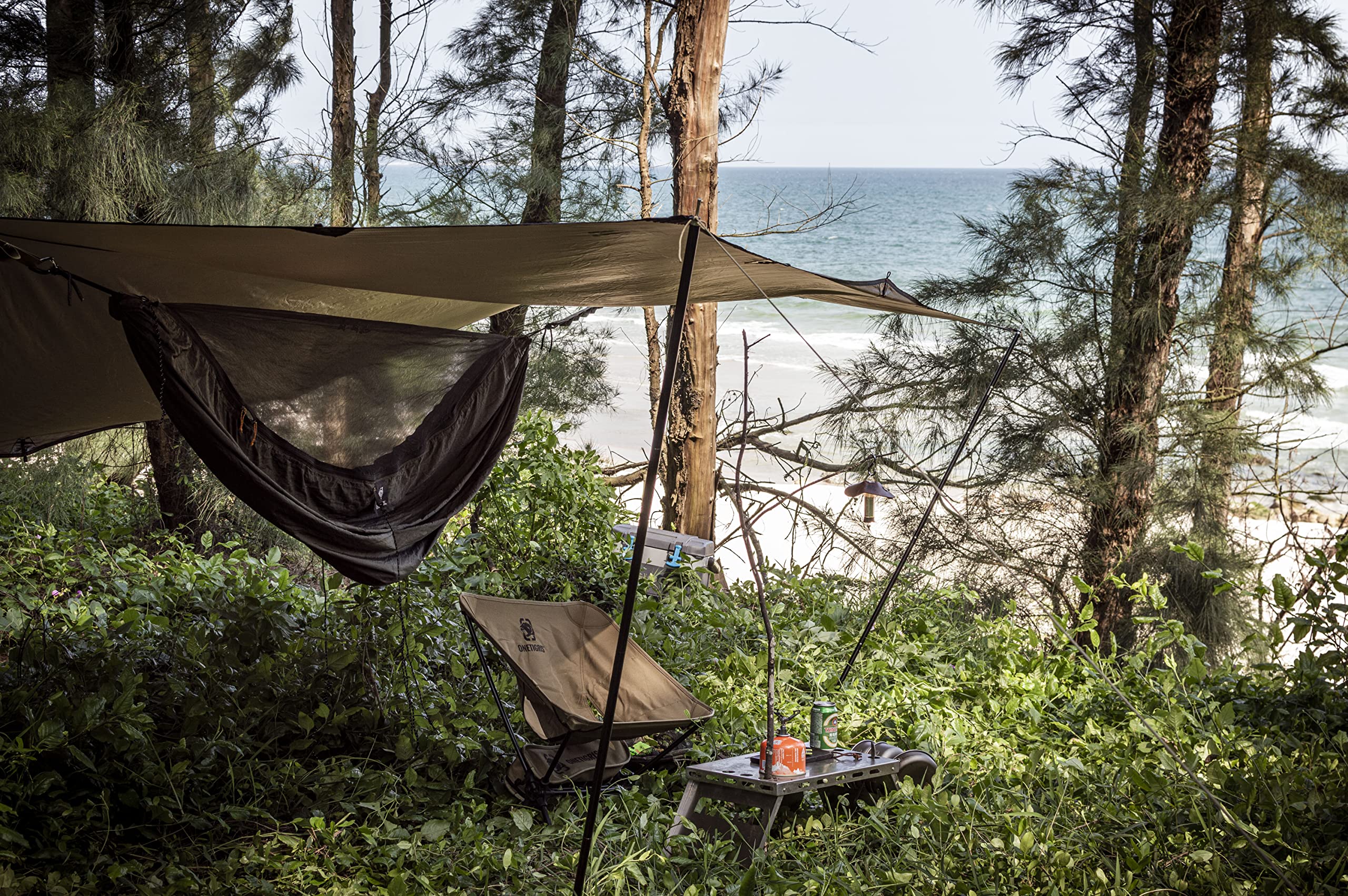 OneTigris KOMPOUND Camping Hammock with Net, Lightweight Portable Hammock with Warm Internal Cover & Tree Friendly Straps for Backpacking, Camping, Hiking, Travel, Beach, Backyard