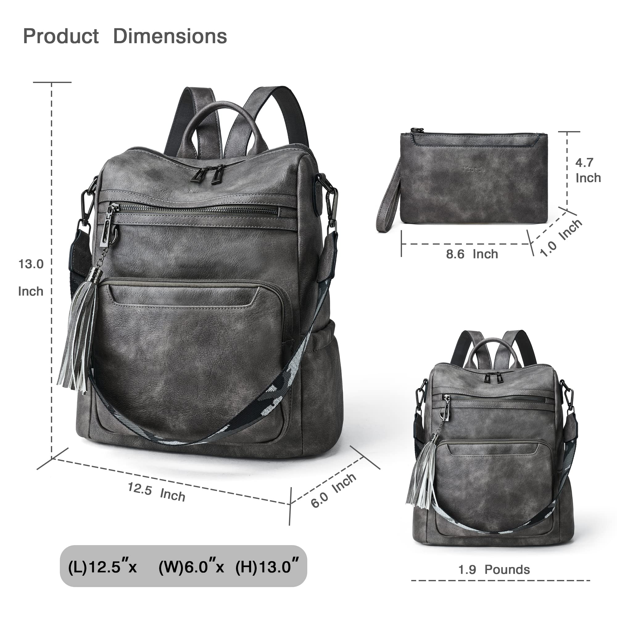 Mroede Leather Backpack Purse for Women Fashion Designer Ladies Shoulder Bags Travel Backpack…