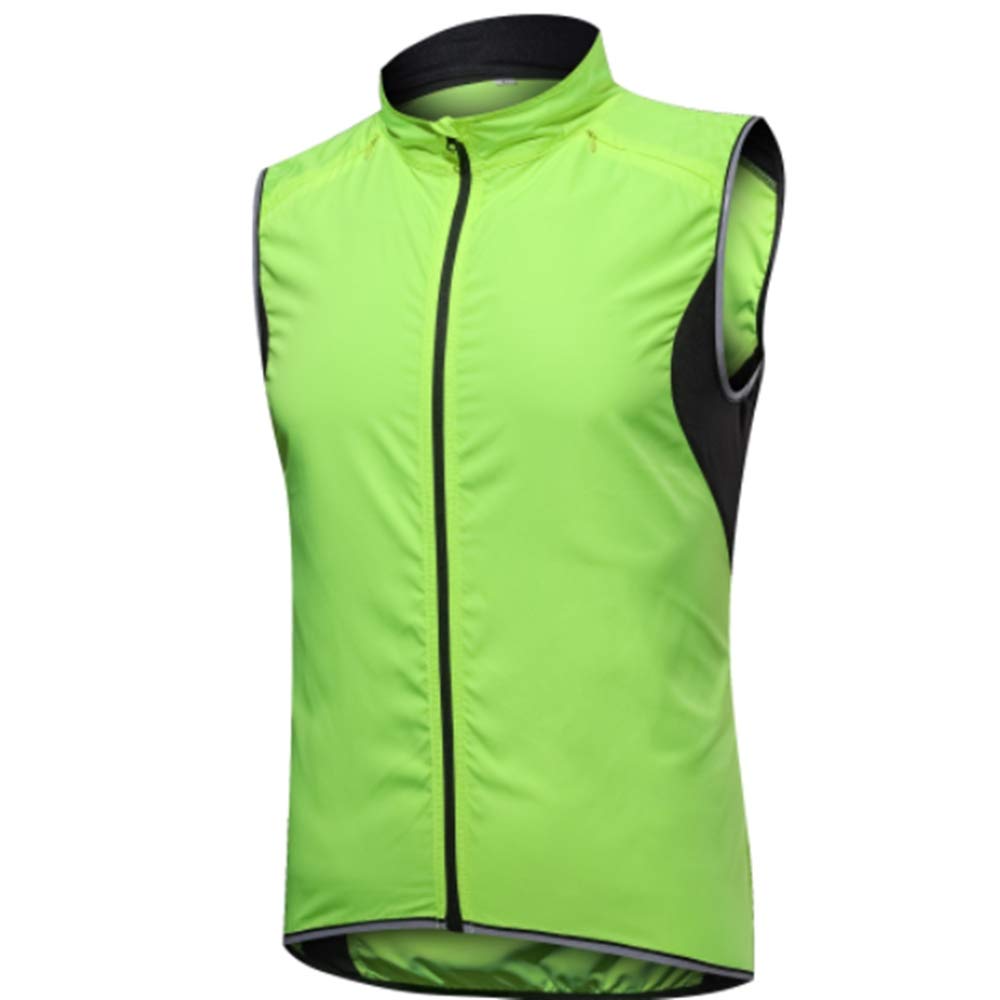 Shlia Men's Cycling Running Jacket Windproof Vest Bike Sleeveless Jacket Water-Resistant Coat (Green,L)