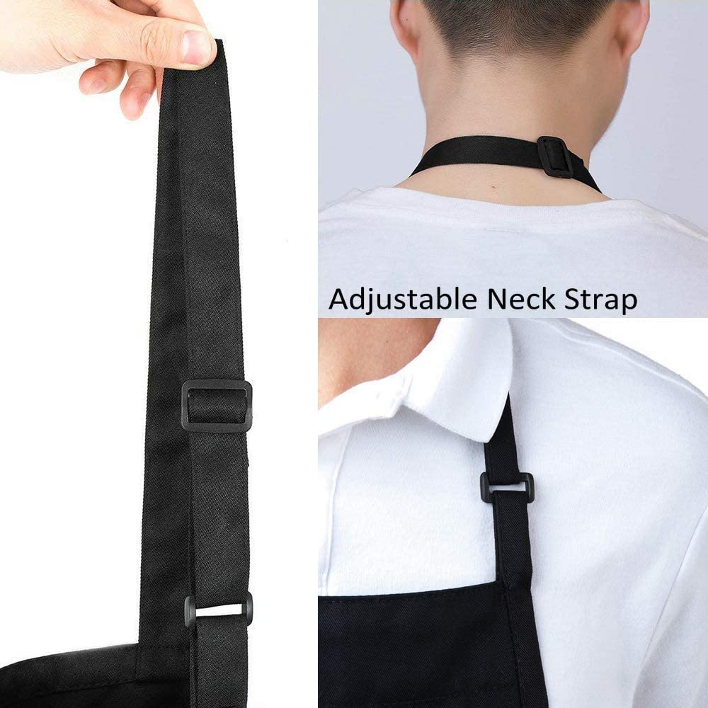 Viedouce 2 Packs Aprons Cooking Kitchen Waterproof,Adjustable Chef Apron with 2 Pockets for Home,Restaurant,Craft,Garden,BBQ,School,Coffee House,Apron for Men Women,Black