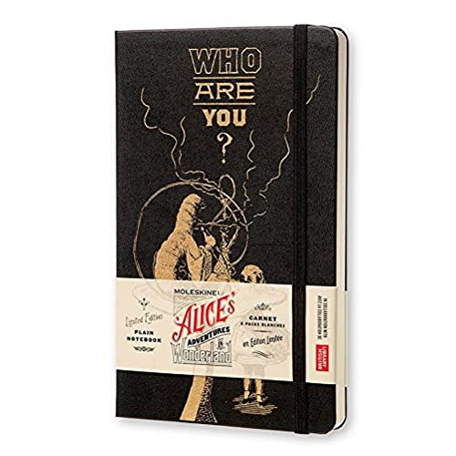 Moleskine Limited Edition Alice in Wonderland Notebook, Hard Cover, Large (5" x 8.25") Plain/Blank, Black, 240 Pages, (LEAL01QP062)