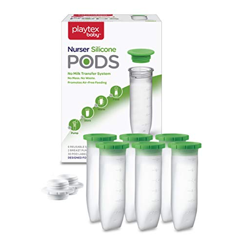 Playtex Baby Nurser Reusable Silicone PODS, Breastmilk Storage & Air-Free Feeding, 6 Ounce, 6 Count