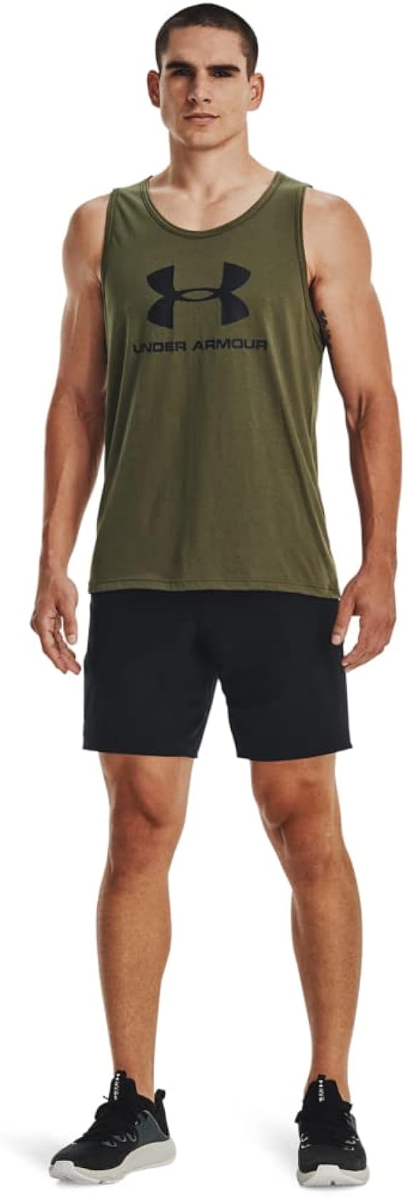 Under Armour Men's Sportstyle Logo Tank, (390) Marine OD Green/Black/Black, X-Large