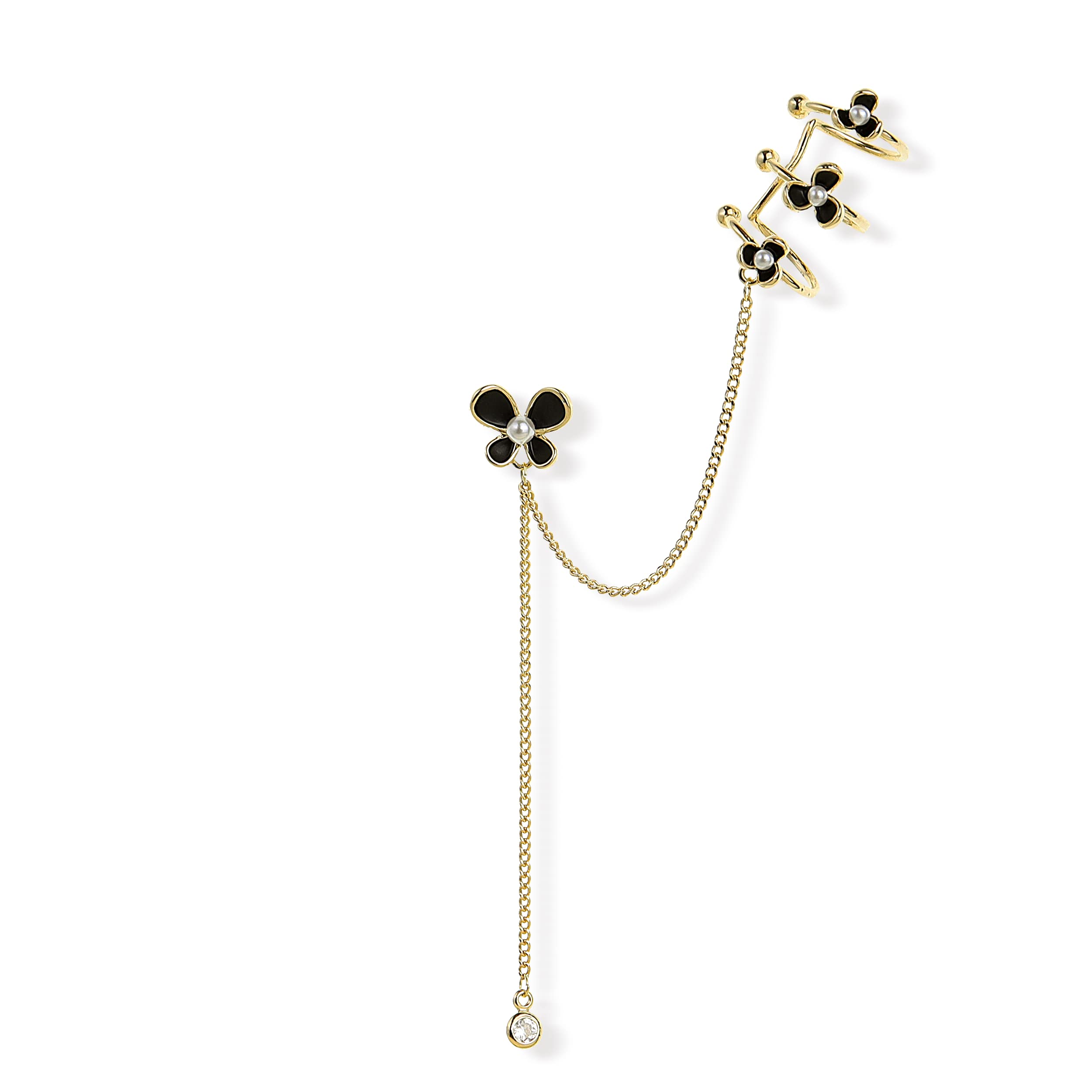 Sonateomber Gold Ear Cuff Star Dangle Long Chain Drop Earrings for Women Jewelry Gifts