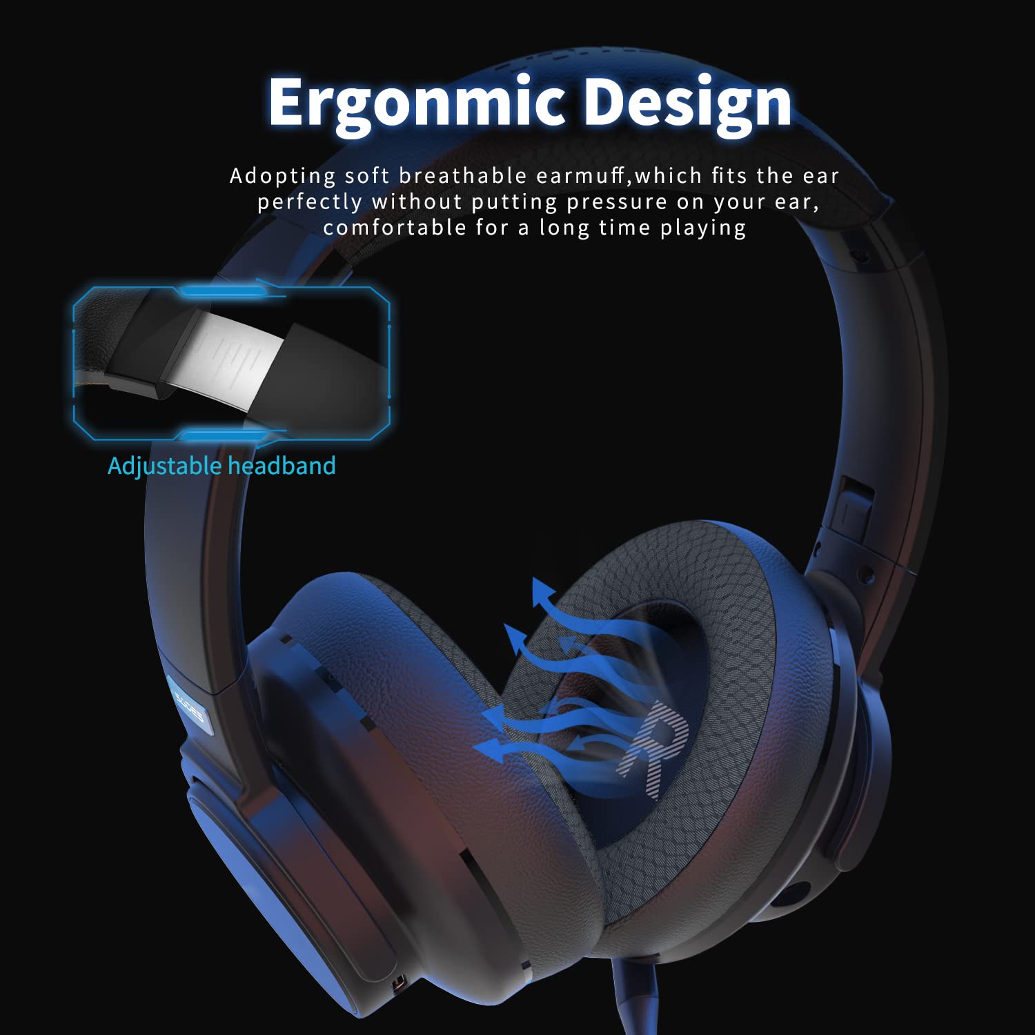 SADES Wireless Headphones for pc Bluetooth Gaming Headphones 2.4GHz Wired Switchable Dual Sound Effects Detachable Noise Cancelling Mic for PS5, PS4,Mac, Nintendo Switch, Phone/TV Low Latency (Black)