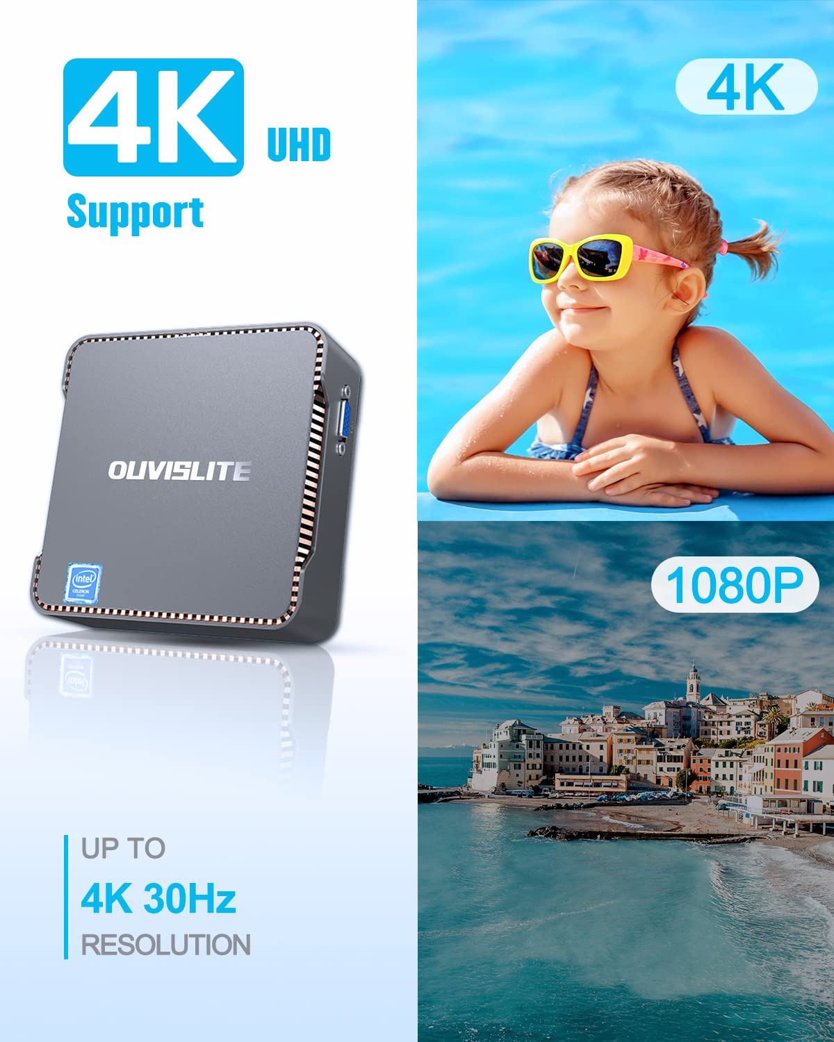 Mini PC Windows 10 Pro with 8GB DDR3 128GB SSD Ιntel Celeron N3350(Up to 2.4GHz) Mini Computer Desktop Computer Support 4K HDMI Triple Display 2.4G/5G WiFi, BT 4.2, Gigabit Ethernet for Home Business