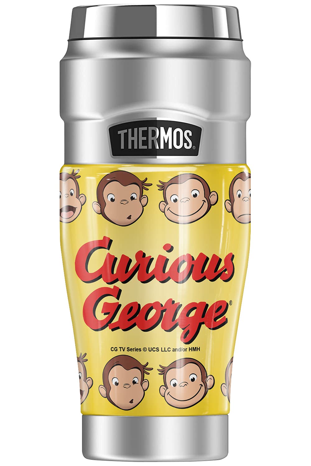 THERMOS Curious George Curious George Faces STAINLESS KING Stainless Steel Travel Tumbler, Vacuum insulated & Double Wall, 16oz