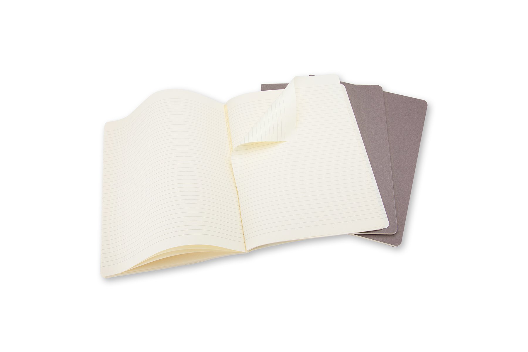 Moleskine Cahier Journal, Soft Cover, XL (7.5" x 9.5") Ruled/Lined, Pebble Grey, 120 Pages (Set of 3)