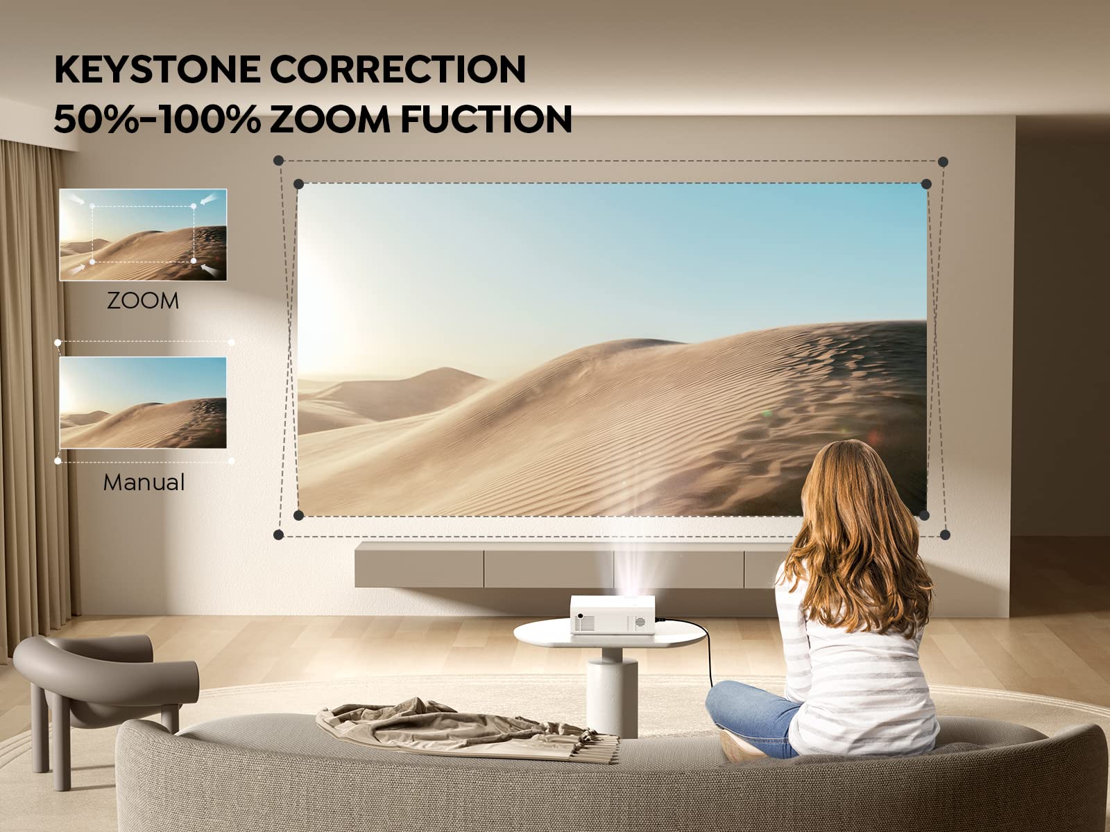 Mini Projector with 5G WiFi and Bluetooth 5.1, YABER 2023 Upgraded Movie Projector 1080P and 4K Supported, Ourdoor Portable Projector with Tripod and Bag, Compatible with Smartphone/PC/TV Stick