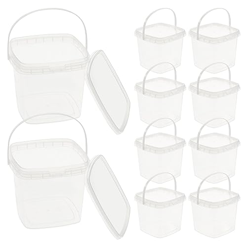 ULTECHNOVO Clear Buckets with Lid, 10pcs Clear Ice Cream Bucket Reusable Freezer Storage Tubs Food Storage Containers for Homemade Ice Cream Meal Prep Yogurt Soup 500ml