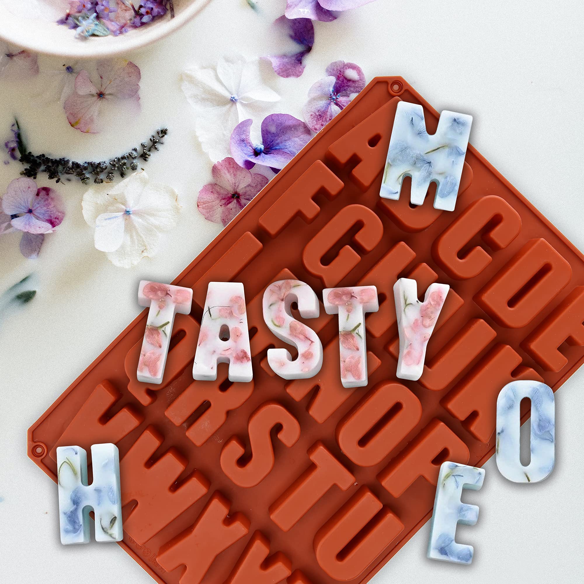 Wocuz 26 Cavities Crayon Letter Silicone Mold Larger Alphabet Baking Silicone Mold 13.2x 8.9x1.3 Inch Abc Kitchen Utensils Cake Pan Candy Making Supplies For Biscuit Ice Cube Chocolate Resin Concrete